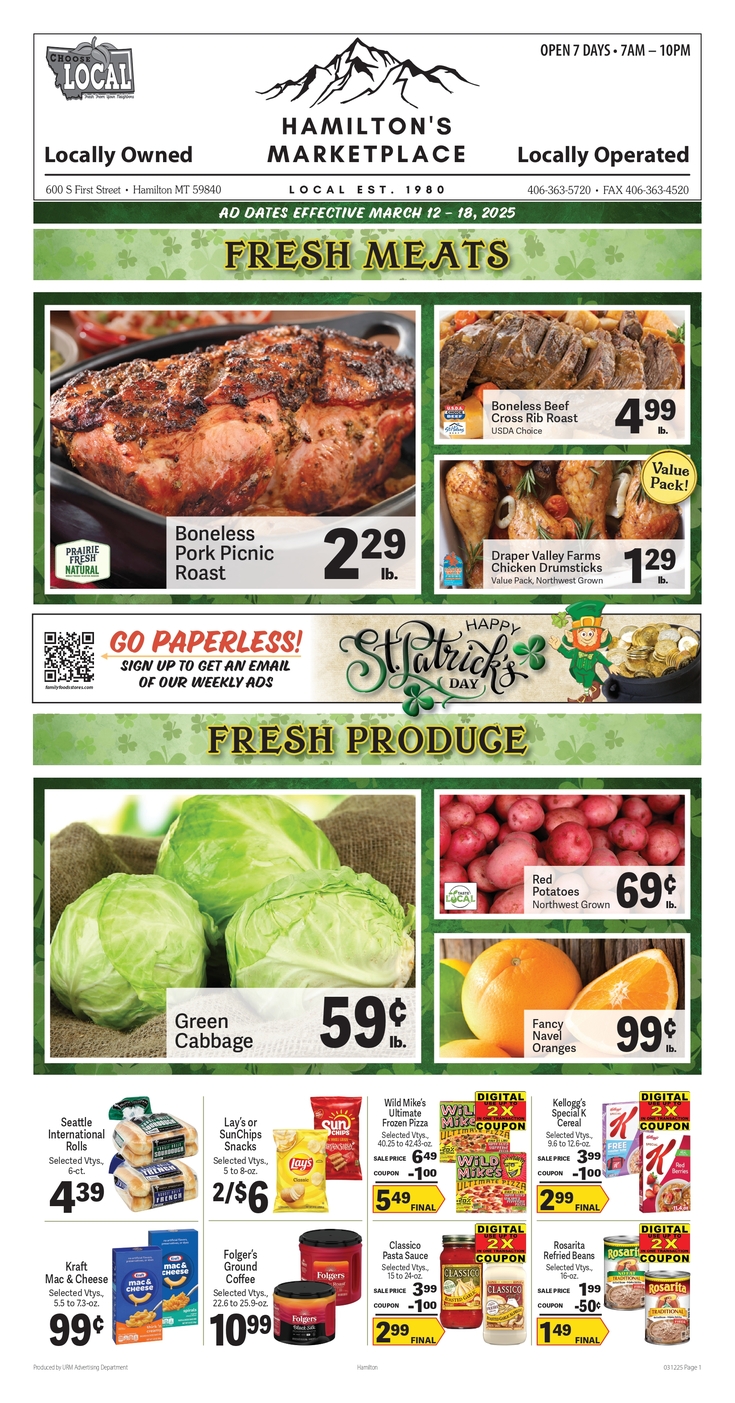 Print Weekly Specials | Family Foods | Hamilton's Marketplace - 600 ...